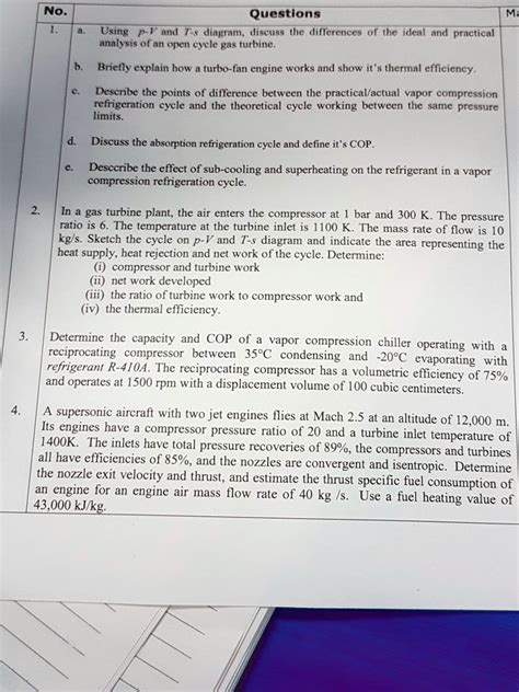 Solved No 1 Questions Ma Using P V And T S Diagram Discuss The