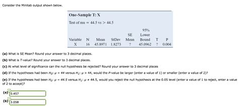 solved consider the minitab output shown below one sample t