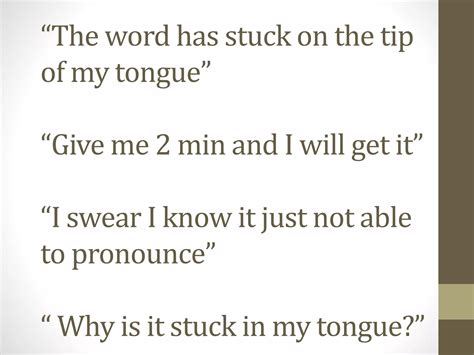 Tip Of The Tongue Phenomenon PPT