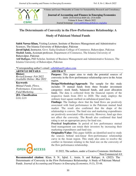 Pdf The Determinants Of Convexity In The Flow Performance