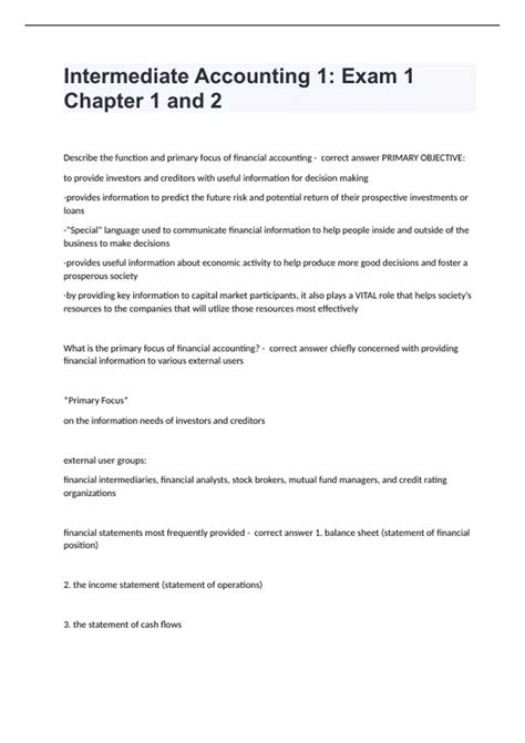Intermediate Accounting 1 Exam 1 Chapter 1 And 2 Verified To Pass Intermediate Accounting