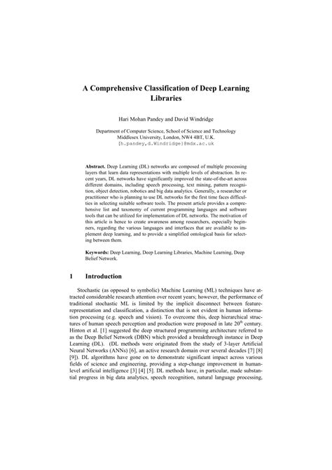 PDF A Deep Learning And Deep Learning Libraries Classification