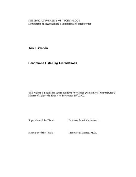 PDF Headphone Listening Test Methods Research Research Spa Aalto Fi Publications Theses