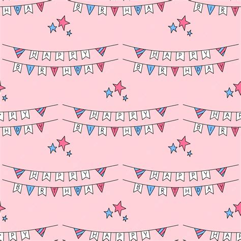 Premium Vector Happy Birthday Colorful Pattern Vector Seamless Pink