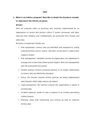 Answer 1 5 Docx Quiz 1 What Is An InfoSec Program Describe In Detail The Functions Needed
