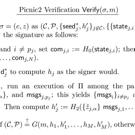the verification algorithm in the picnic2 signature scheme download