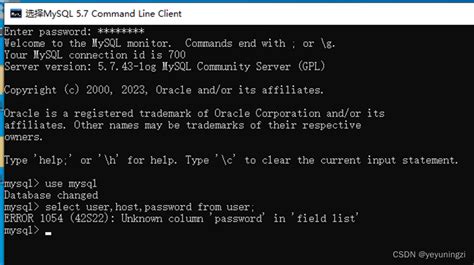 Mysql 57 Unknown Column ‘password‘ In ‘field List‘mysql57 Unknown