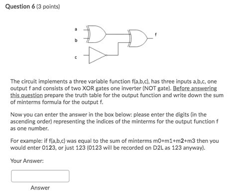 Solved Question 6 3 Points A B The Circuit Implements A