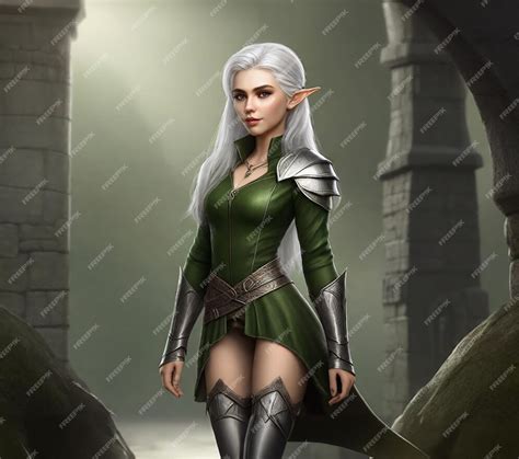 Premium Photo Silver Haired Half Elf Woman