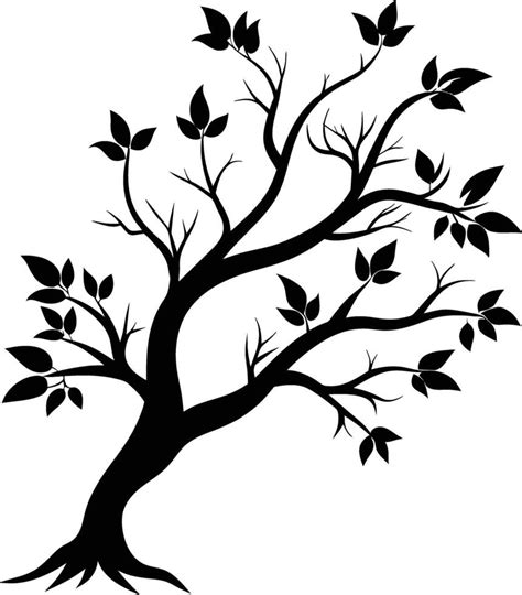 Ein Baum Ast Silhouette Mit Schwarz Blatt 44864118 Vektor Kunst Bei