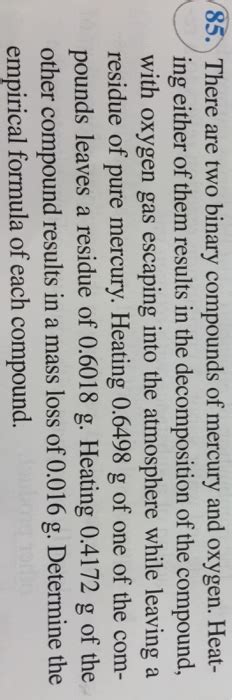 Solved There Are Two Binary Compounds Of Mercury And Oxygen