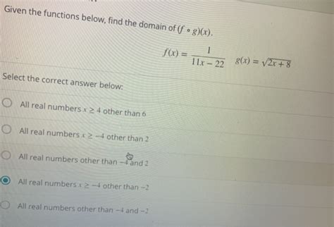 Solved Given The Functions Below Find The Domain Of