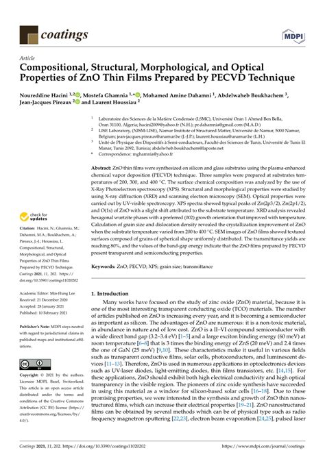 Pdf Compositional Structural Morphological And Optical Properties Of Zno Thin Films