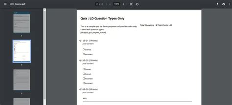 Export Courses And Quizzes As PDFs