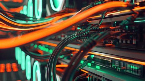 Technology Data Center Server Optical Fiber Network Switch Port Premium Ai Generated Image