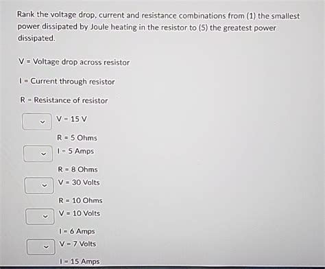 Solved Rank the voltage drop, current and resistance | Chegg.com