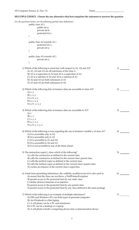 AP Computer Science A Test A