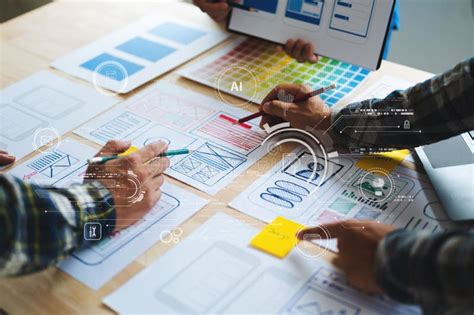 ux developer and ui designer brainstorming about mobile app interface