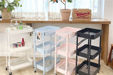 포네라 모노폴리 철제 접이식 트롤리 다용도무빙 이동식수납카트 리빙웨건 3단 위시버킷