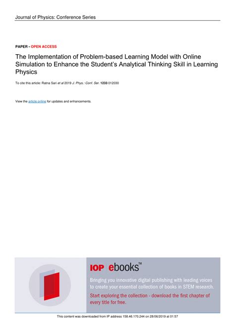 pdf the implementation of problem based learning model with online