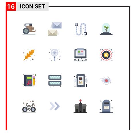 Flat Color Pack Of 16 Universal Symbols Of Autumn Leaf Email Technology Industrial Editable Pack