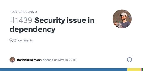 Security Issue In Dependency · Issue 1439 · Nodejsnode Gyp · Github