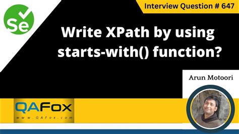 Write Xpath By Using Starts With Function Selenium Interview