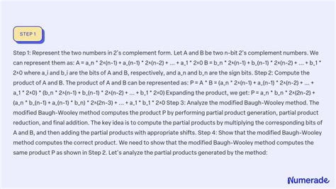 solved prove that the modified baugh wooley method for multiplying 2 s