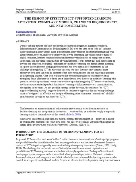 The Design Of Effective Ict Supported Learning Pdf Educational Technology Project Based