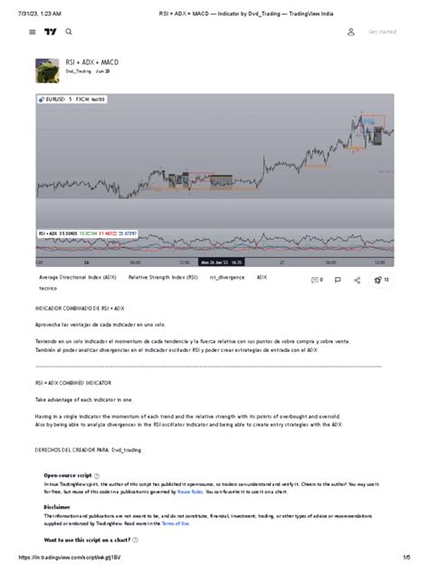 Rsi Adx Macd Indicator By Dvd Trading Tradingview India Pdf