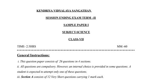 Science Kvs Sample Paper For Final Exams Class7 Term 2 Sample Paper