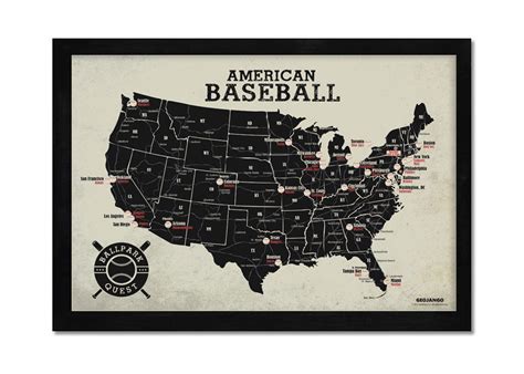 Mlb Map Ballparks And Teams Baseball Stadium Wall Art Geojango