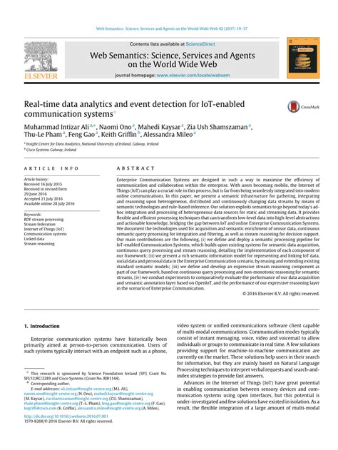 Pdf Real Time Data Analytics And Event Detection For Iot Enabled Communication Systems