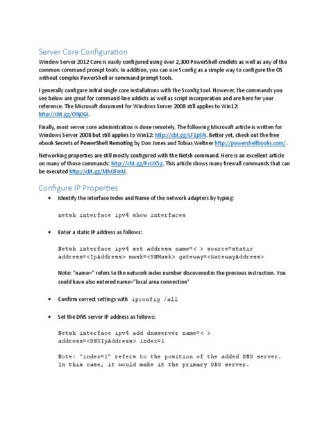 server core configuration pdf command line interface computer science