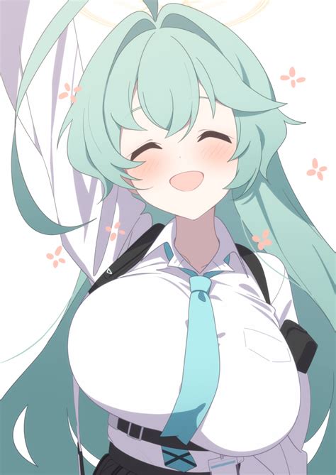 Safebooru 1girl Ahoge Blue Archive Blue Necktie Blush Breasts Closed