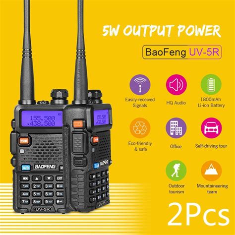 2pcs Dual Band Two Way Radio Baofeng Uv 5r Walkie Talkie 5w 128ch Uhfandvhf Radios Wish