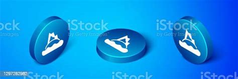 푸른 배경에 고립 된 바다 아이콘에 동위 가소 성 섬 바다와 야자수가 있는 풍경 여행 파란색 원 버튼입니다 벡터 3차원 형태에 대한 스톡 벡터 아트 및 기타 이미지 Istock