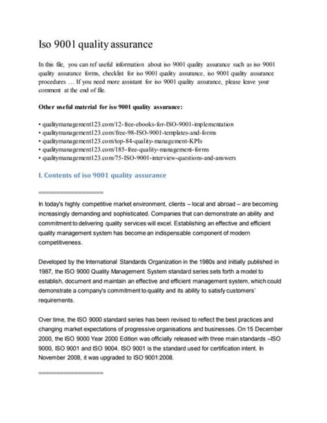 Iso 9001 Quality Assurance Docx