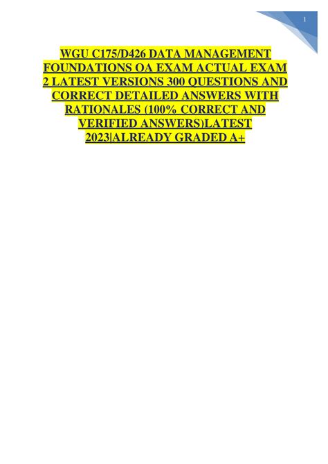 SOLUTION D Data Management Foundations Oa Exam Actual Exam Latest Versions Questions