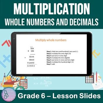 Multiplication | Whole numbers and decimals PowerPoint Lesson | 6th ...