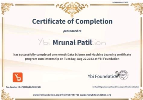 Mrunal Patil On Linkedin Internship Ybifoundation