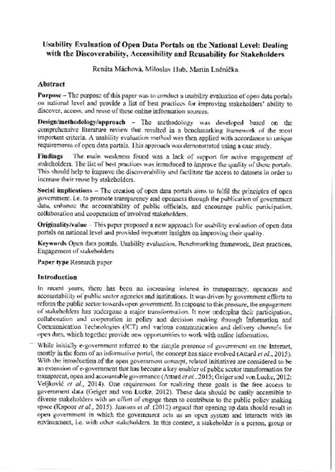 Pdf Usability Evaluation Of Open Data Portals