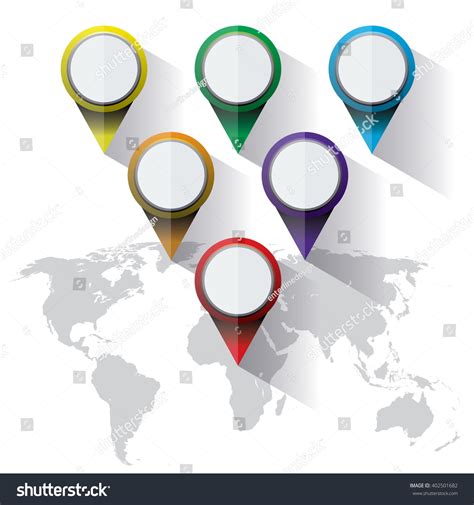 Set Colorful World Map Markers Flat Stock Vector Royalty Free Shutterstock