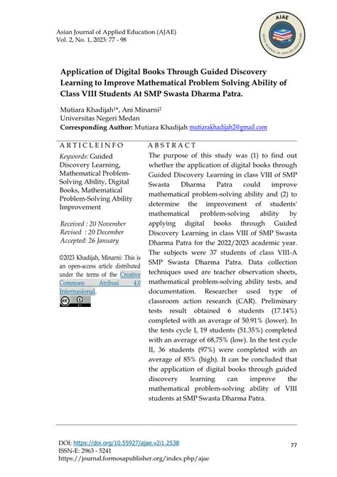 Pdf Application Of Digital Books Through Guided Discovery Learning To
