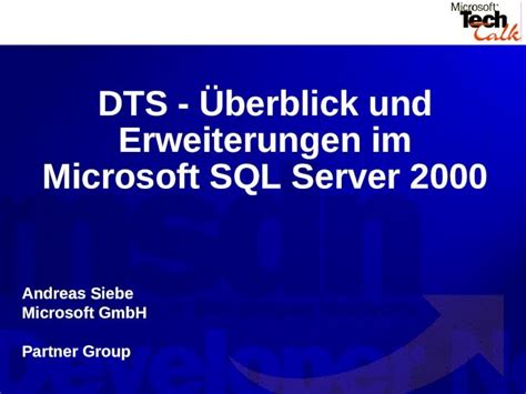 ppt dts Überblick und erweiterungen im microsoft sql server 2000