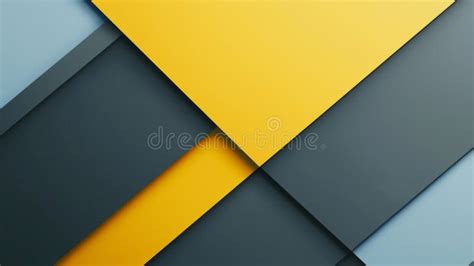 Minimalist Composition Featuring Overlapping Geometric Shapes In Yellow Grey And Blue Creating