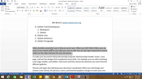 Learn MS Word How To Delete Text Chapter 2 H Learn Excel Course