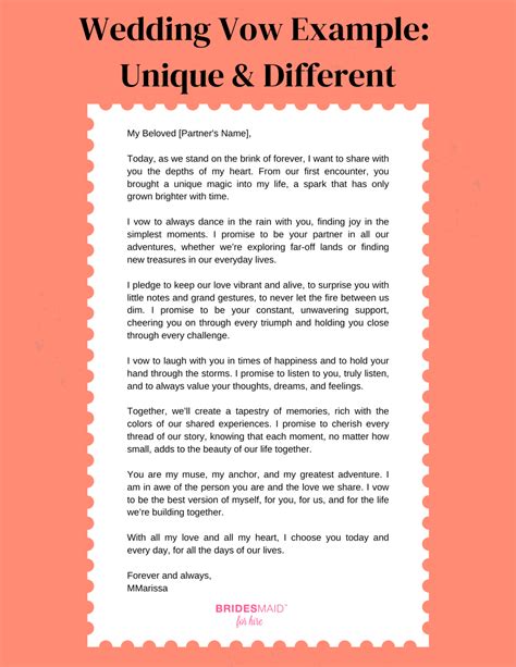 Wedding Vow Examples 100 Vows To Inspire You Bridesmaid For Hire
