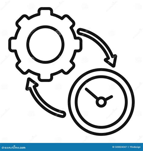 Outline Vector Icon Illustrating Time Management With Gear And Clock