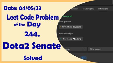 649 Dota2 Senate C Leetcode Daily Challenge Youtube
